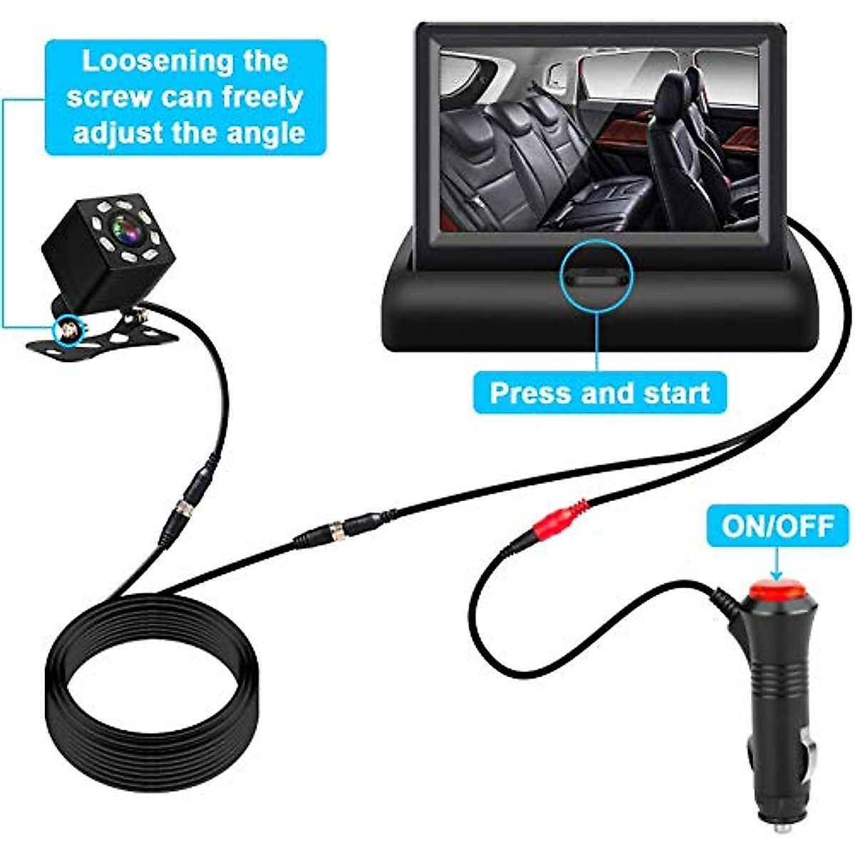 Shynerk Baby Car Mirror, 4.3'' HD Night Vision Function Car Mirror Display, Safety Car Seat Mirror Camera Monitored Mirror with Wide Crystal Clear View, Aimed at Baby, Easily Observe the Baby’s Move