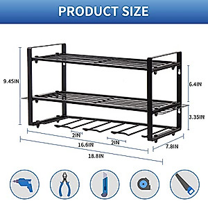 Newisdomake Power Tool Organizer, Drill Rack for Battery Handheld Power Tools, 3 Layers Cordless Tool Organizer, Compact Design Power Tool Holder Suitable for Garage/Pantry/Kitchen/Laundry/Mud Room