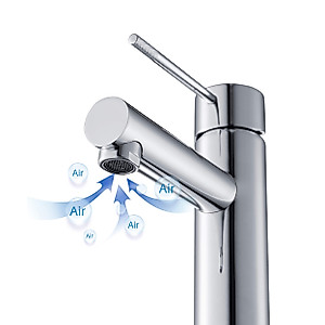 KIBI KBF1010 Solid Brass Single Handle Single Hole Circular X Faucet for Bathroom Sink with Pop Up Drain | High Arc Faucet Spout | Chrome Finish | Corrosion and Rust Resistant