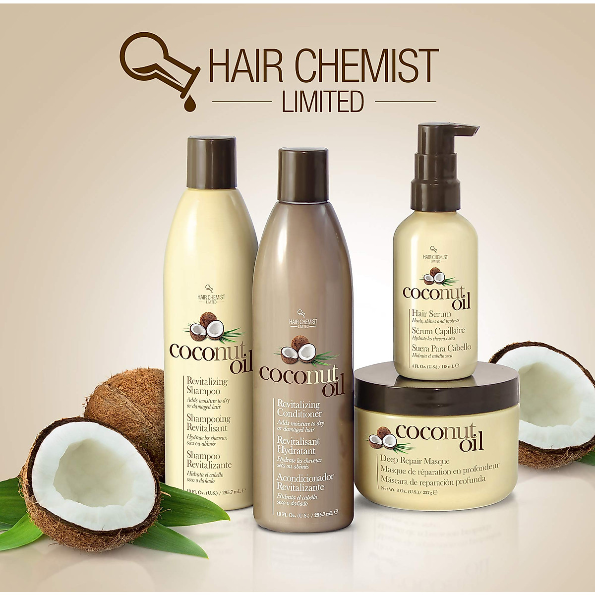 Hair Chemist Coconut Oil Revitalizing Shampoo 10 ounce and Conditioner 10 ounce