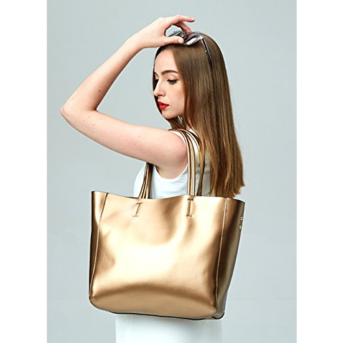 Covelin Women's Handbag Genuine Soft Leather Tote Shoulder Bag Hot Bronze