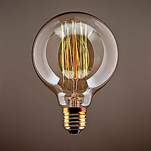 CTKcom Vintage Edison Bulb(4 Pack)- Antique Incandescent Bulbs Dimmable 40W Equivalent Warm Yellow Lamps, for Loft Coffee Bar Kitchen Home Light Fixtures Squirrel Cage Filament E26/E27 Base G80 110V