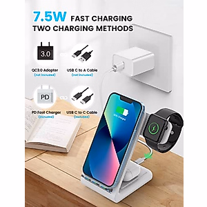 Wireless Charging Station for Apple, 3 in 1 Wireless Charger Stand for iWatch 7/6/SE/5/4/3/2, iPhone 13/12/11/X/8/SE Series, AirPods 3/Pro/2