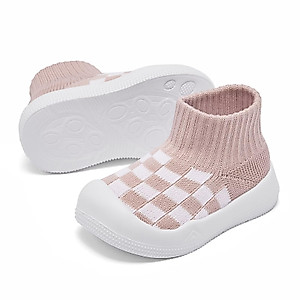 Baby Boy Girl Non-Skid Indoor Infant Walking Shoes Breathable Warm Elastic Sock Shoes with Memory Sole Protect Toes Outdoor Sneakers