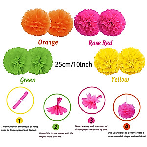 Recosis Fiesta Party Decorations, Multicoloured Tablecover Paper Fans Pompoms Decorations Mexicano Plastic Papel Picado Banner for Fiesta Mexican Cinco De Mayo Taco Birthday Party Supplies