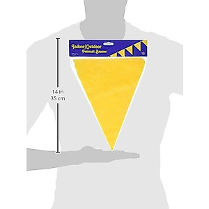 Beistle Triangular Indoor Outdoor Party Pennant Banner, 11" x 12', Golden-Yellow