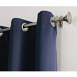 Sun Zero Easton Energy Saving Blackout Grommet Curtain Panel, 40" x 95", Navy Blue