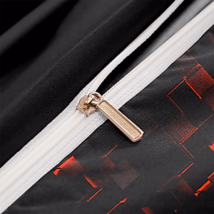 ZIRANSHU King Size Quilt Cover, Red and Black Grid Printed Quilt Personalized Geometric Square Grid Bedding Set for Adult Kids Boys Girls Comforter Duvet Cover Set (1 Duvet Cover + 2 Pillowcase)