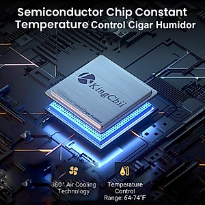 KingChii 23L Electric Cigar Humidors, Temperature Control Cabinet with Spanish Cedar Wood Shelves & Drawer Hygrometer Gifts for Men (150 Counts Capacity)