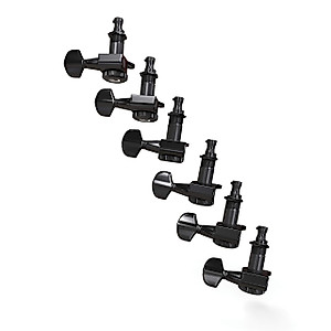 D'Addario Accessories Auto-Trim Tuning Machines - Locking Tuners for Guitars - 6 In Line Setup, Black