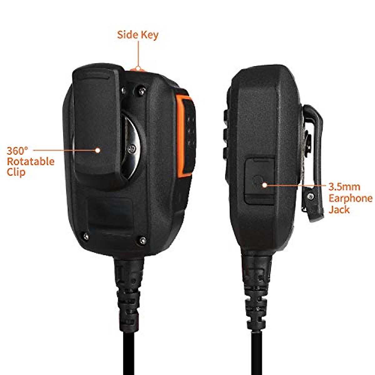 Radioddity RS22 Remote Speaker Mic with Clear Sound, Compatible with Baofeng UV-5R UV-5RX3 BF-888S BF-F8HP H-777 Radioddity GM-30 GA-2S GA-510 TYT Kenwood Two Way Radio Walkie Talkie (Single PTT)