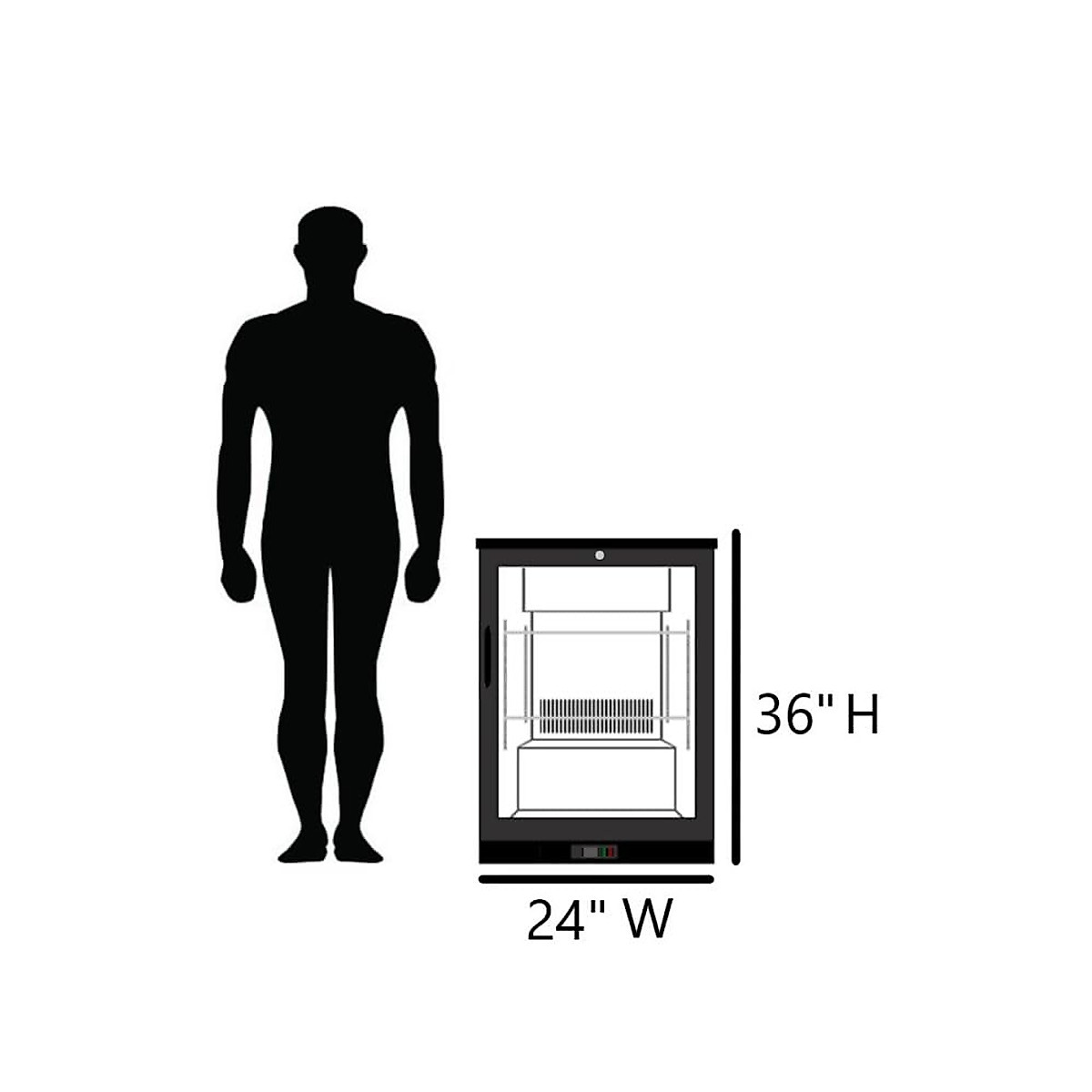 New Procool Refrigeration Single Door Back Bar Cooler with Blue LED; 24" Wide, Counter Height Refrigerator