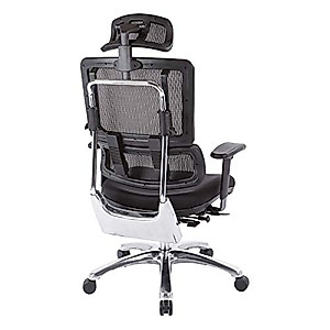 Office Star Pro X996 Fully Adjustable Manager's Office Chair with Lumbar Support, Black Mesh Back, Polished Aluminum Base and Coal FreeFlex Black Seat with Headrest