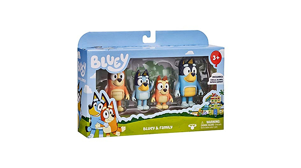 Bluey Family 4-Pack Poseable Figures for Kids – Realistic Play