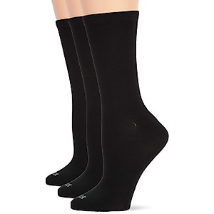 HUE Women's Super Soft Crew 3 Pair Pack Casual Socks, Black, One Size US