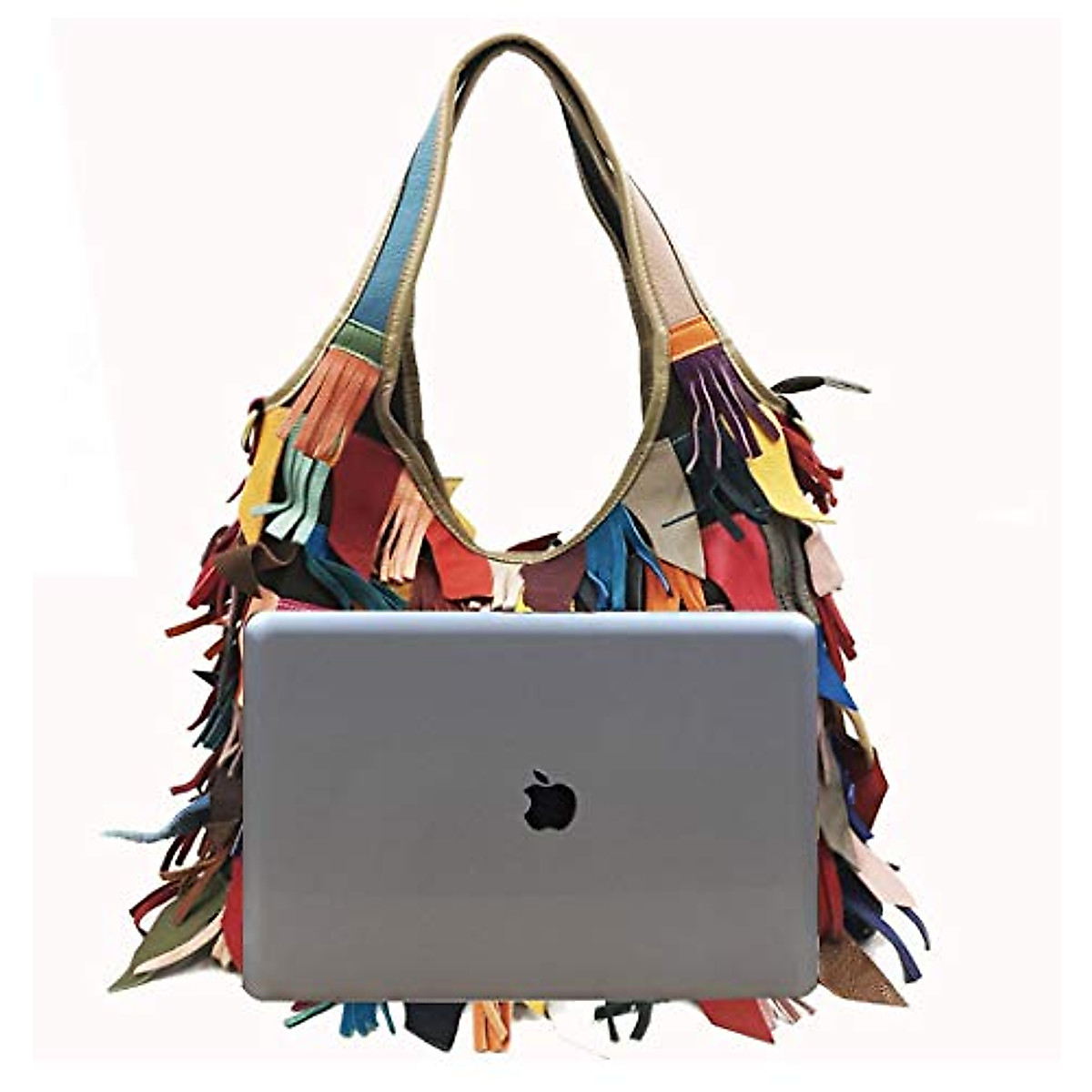 Segater® Women’s Random Multicolor Boston Bag Genuine Leather Colorful Patchwork Large Tote Handbag Hobo Purse Crossbody Big Bag