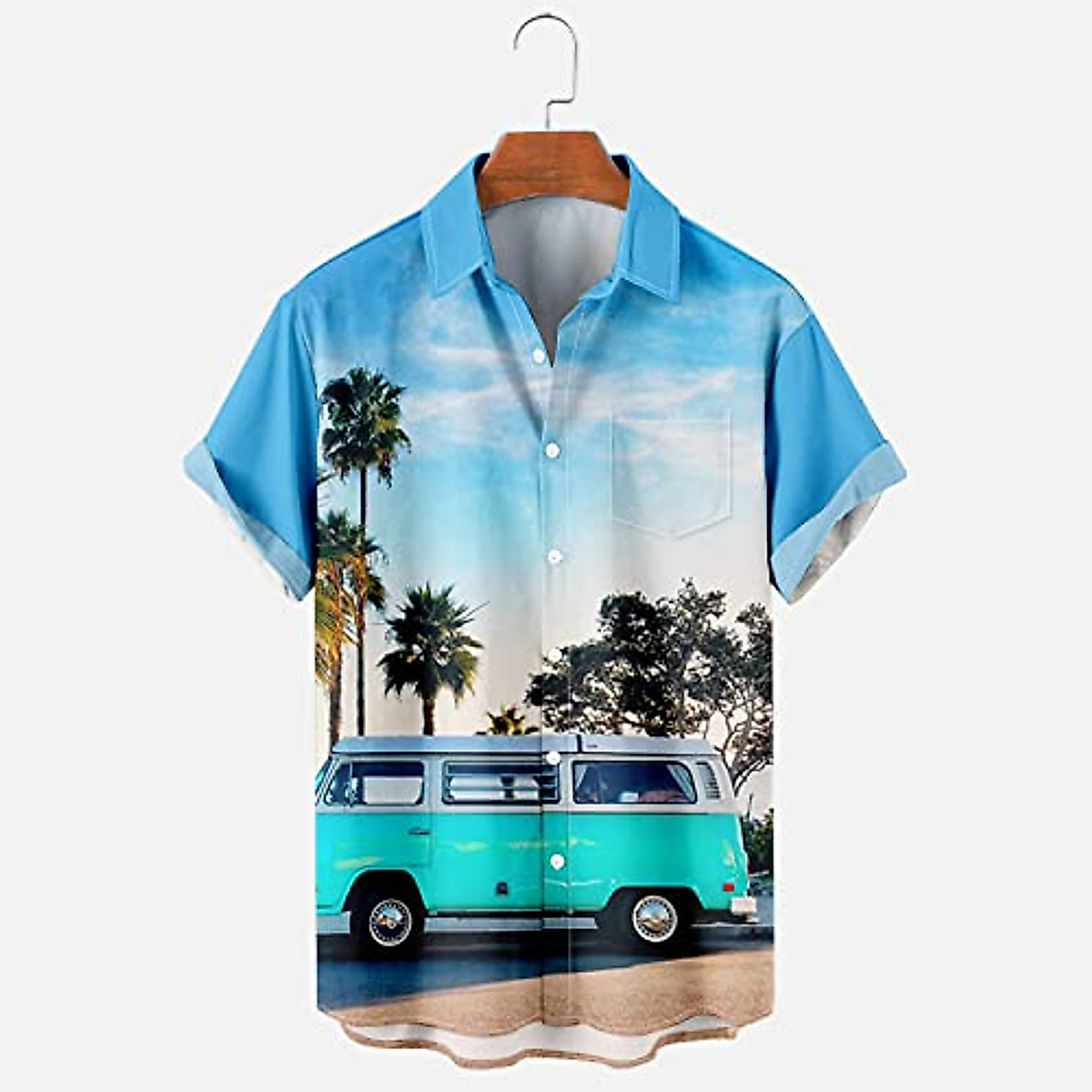 Lastesso Summer Shirt Men Mens Beach Shirt Mens Casual Shirts Summer Summer Clothes for Men Mens Clothing Light Blue XL