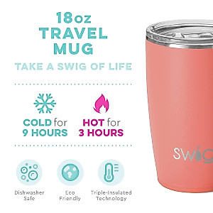 Swig Life Matte Coral AM+PM Gift Set, Includes (1) 18oz Travel Mug + (1) 14oz Stemless Wine Tumbler, Triple Insulated, Stainless Steel, and Dishwasher Safe