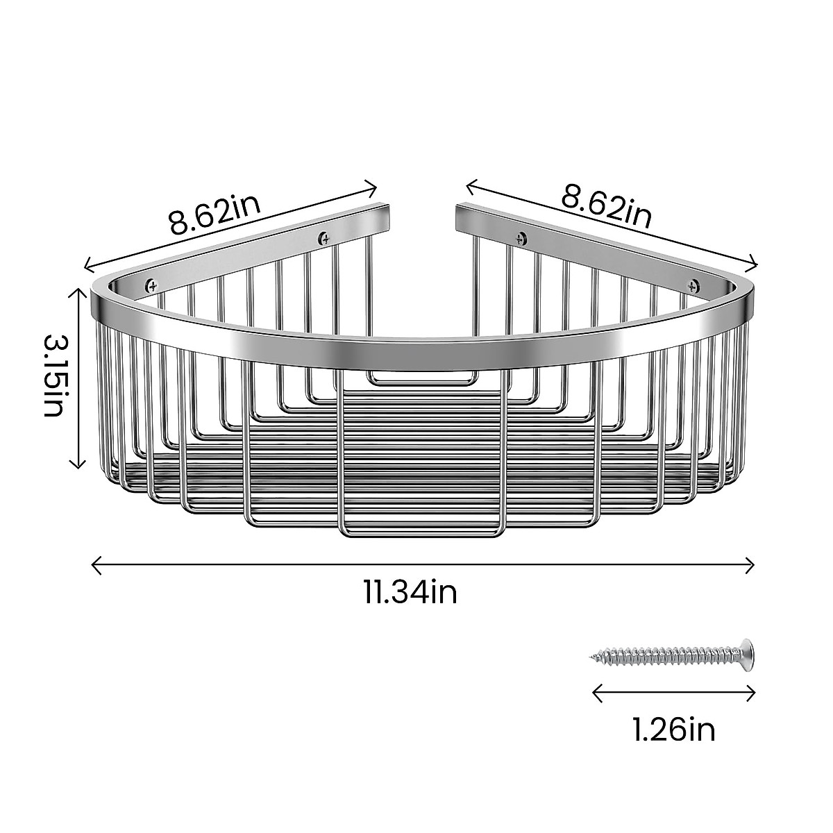 TENOVEL Shower Basket Brushed Stainless Shower Corner Shelf,Shower Caddy Stainless Steel Rustproof,Soap Caddy Shower Organizer Wall Mounted Basket(Includes Screws)