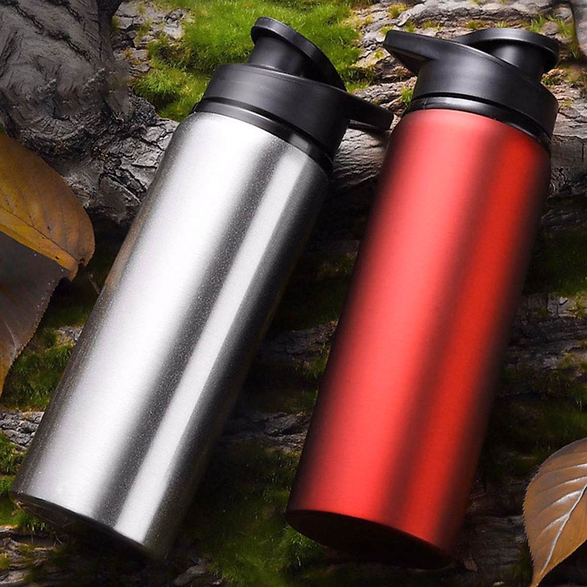 BasskBeauty KOCOME Water Bottles,700ml Sports Water Bottle - Leak Proof, Vacuum Insulated Stainless Steel, Hot Cold, Double Walled, Thermo Mug