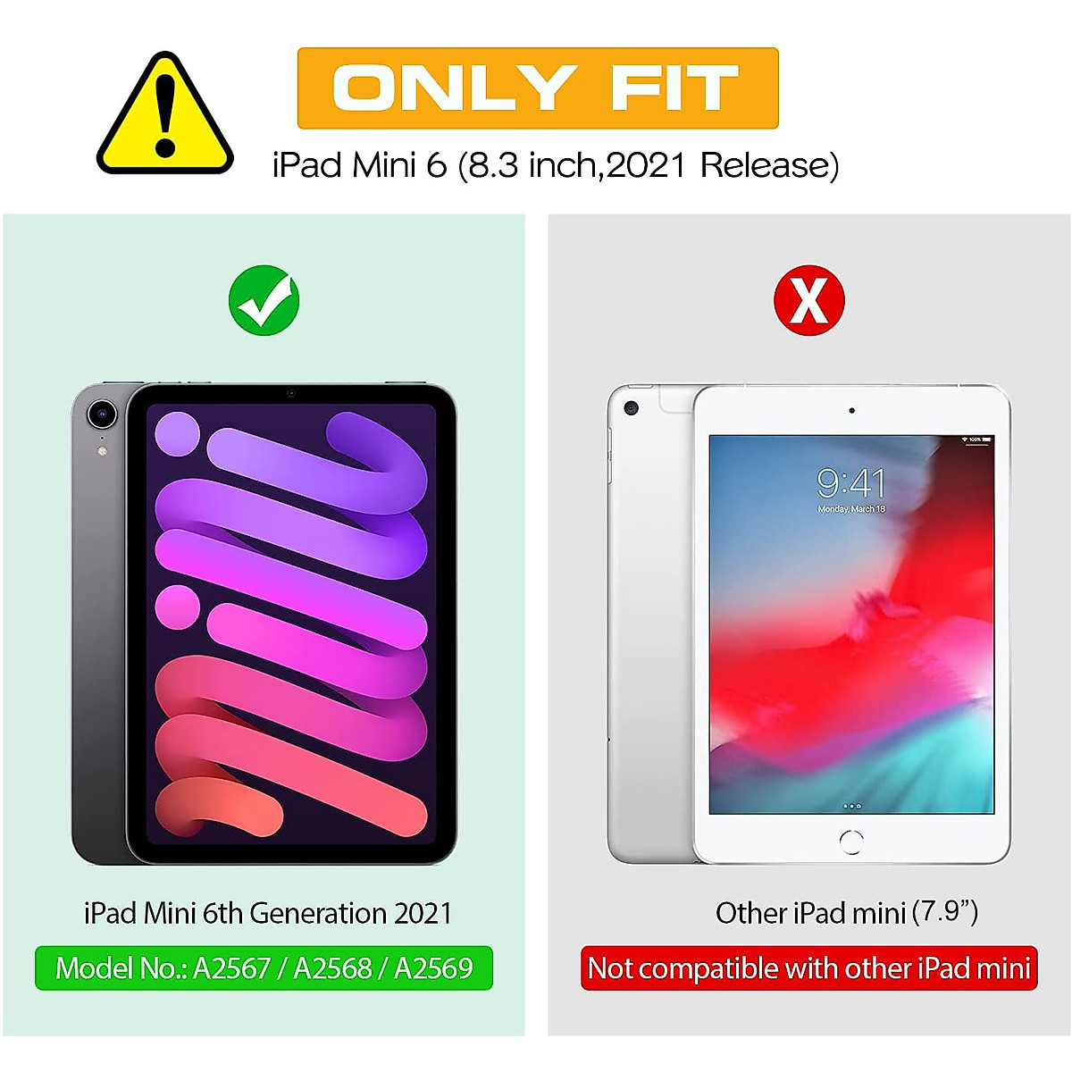 SUPLIK Kids Case for iPad Mini 6 (8.3 inch, 2021), iPad Mini 6th Generation Case with Shoulder Strap, Kidproof Shockproof Handle Stand Protective Case for Apple iPad New Mini (6th Gen), Blue