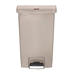 Rubbermaid Commercial Products 1883458 Streamline Slim Step-On Plastic Trash Garbage Can, 13 Gallon, Beige