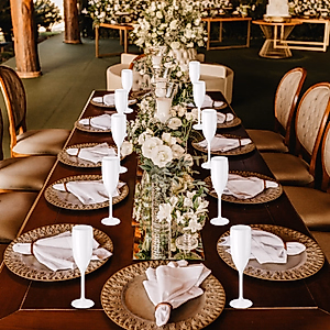 XUWAIDSGN Champagne Flute Acrylic Champagne Glasses Wedding Toasting Champagne Flute Goblet Plastic Reusable Unbreakable Champagne Cups for Bachelorette Wedding Bridal Shower Party (White, 24)