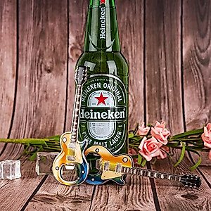 LanHong 2 Piece/Set Bottle Opener Beer Bottle Openers Guitar Shaped Bottle Opener Guitar Gift Kitchen Gadgets for Drinkers Music Guitar Lover