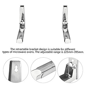 Kitchen Storage Rack -Mounted Telescopic Stainless Steel Shelf with Folding Bracket for Microwave Stand and Space-Saving Organizer
