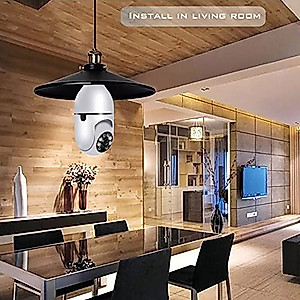 5G Light Bulb Home Security Camera, Wireless Video Surveillance Lightbulb Cameras, PTZ WiFi Panorama Camera with E27 Lamp Base, Full Color Night Vision & Two Way Audio