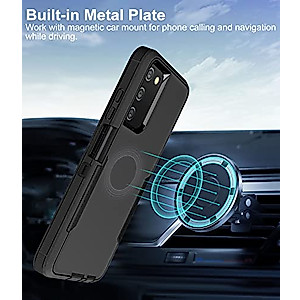 Dahkoiz for Samsung Galaxy A03S Case, with Tempered Glass Screen Protector, Dust Proof Port Cover, Full Body Protection Rubber Cover Phone Case for Samsung Galaxy A03S/A02S, Black/Black