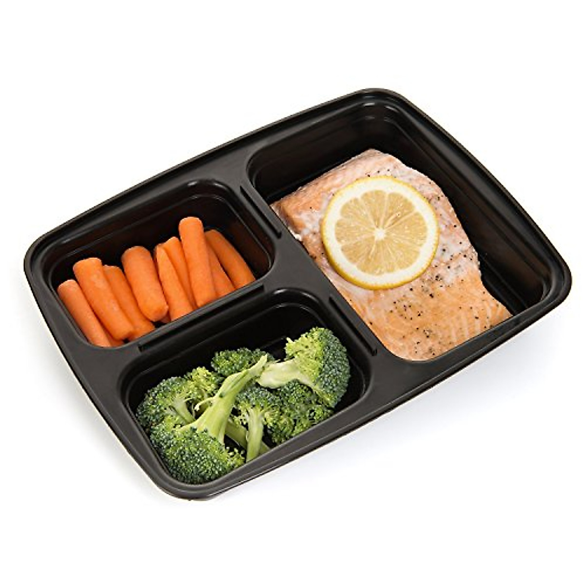 Meal Prep Haven 3 Compartment Airtight Lid Food Containers, 32 oz, Multicolored
