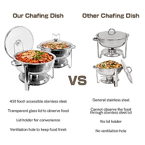 BriSunshine 2 Packs 4QT Stainless Steel Chafing Dish Buffet Set and 4 Packs 3 QT Chafing Dish Buffet Set Combo