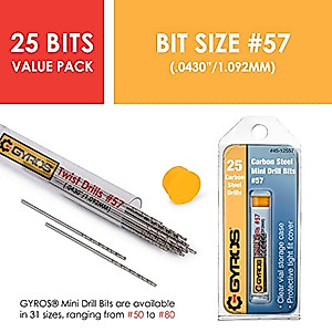 GYROS 12 PCS #57 Micro Drill Bit Set – Small Drill Bits for Jewelry, Plastic, Resin, & Soft Metal – Carbon Steel Wire Gauge Mini Twist Drill Bit Set for Pin Vise Hand Drill & Rotary Tool