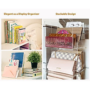 smartified Fridge Acrylic Organizer with Vertical Dividers to Store Fruit Clamshells, Deli, Trays, Books & Wallets - Kitchen Refrigerator Desk, 1 Pc