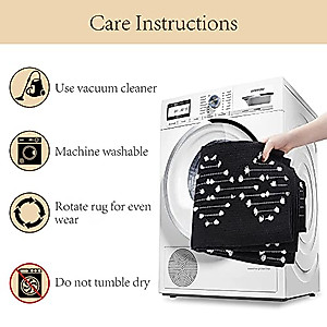 AGELMAT Boho Bathroom Rug 2' x 3',Woven Washable Small Black and White Area Rug for Bedroom,Moroccan Cotton Kitchen Rug Farmhouse Throw Rug Bohemian Bath Mat for Hallway Entry Doorway Laundry