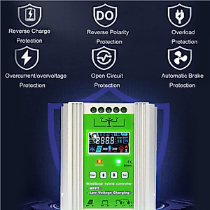 AALGO Wind Turbine Solar Hybrid Charge System 3000W-8000W,MPPT Charge Controller,12V/24V/48V Battery Off Grid Controller,Wind Turbine,Solar Panel,Regulator,Unloader,48V-8000W