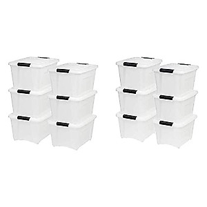 IRIS USA, Inc. TB-28 32 Quart Stack & Pull Box, Multi-Purpose Storage Bin, 6 Pack with Inc TB-17 19 Quart Stack & Pull Box, Multi-Purpose Storage Bin, 6 Pack