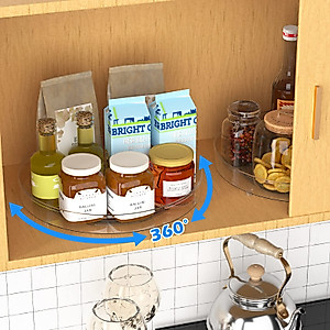 SANNO Lazy Susan Turntable Organizer Cabinet Organizer 12" Divided Lazy Susan Turntable Storage Container for Kitchen Cabinet