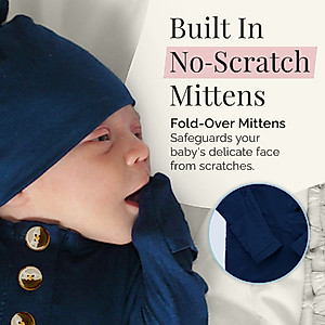 Stroller Society Newborn Baby Take Home Outfit and Hat Set, Cozy Gender Neutral Baby Clothes, Comfy Newborn Outfit for Boys and Girls, Stylish Newborn Clothes, 0 to 3 months old, Navy Blue