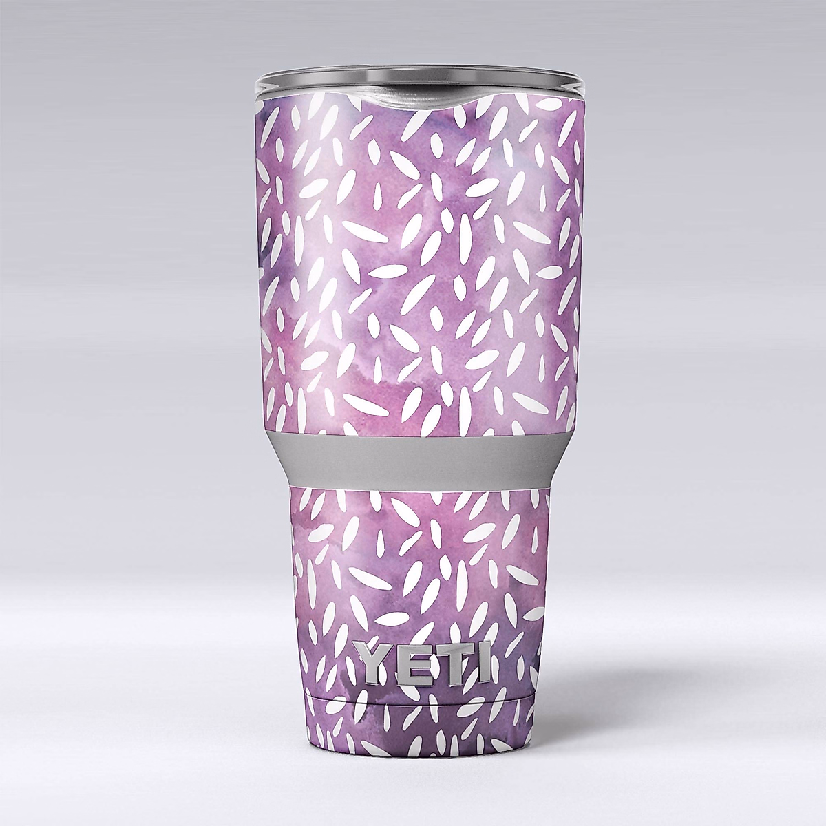 Design Skinz White Flower Pedals Over Purple Grunge Surface - Skin Decal Vinyl Wrap Kit Compatible with The Yeti Rambler Cooler Tumbler Cups