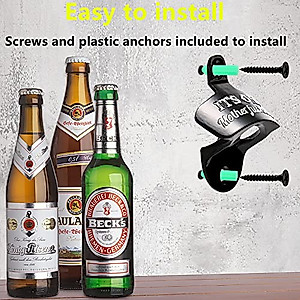 Tebery 4 Pack Black Bottle Opener Wall Mounted with Screws Anchors, Funny Bar Accessories Essential Beer Opener for Men Dad Beer Lovers, Novelty Birthday Fathers Day