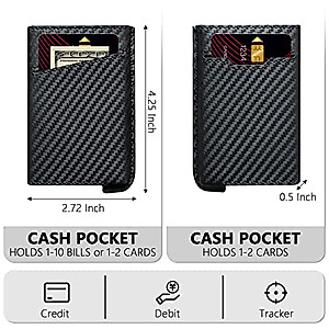 ECOZATU Slim Aluminum Card Holder Wallet，Minimalist Metal Mens Wallet，RFID Blocking Wallet For Men，Pop Up Wallets Men，Stealth Wallets for Men, 14+ Cards Holder Mens Wallets With 2 Cash Bands