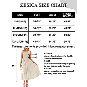 ZESICA Women's 2023 Bohemian Summer Floral Print One Shoulder Sleeveless Smocked Ruffle Tiered Beach Long Midi Dress,Beige,Large