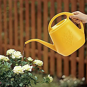 Fasmov 1-Gallon Plastic Watering Can with Comfortable Handle, Garden Watering Cans Long Spout for Indoor Outdoor Watering Plants, Yellow