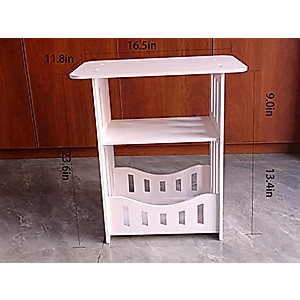 KCOMPT End Table, Cute Nightstands Small Tables for Small Spaces White Coffee Bedside StorageShelf for Office, Living Room, Bedroom