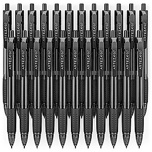 ARTEZA Retractable Gel Pens, Quick-Drying Black Ink, 0.7mm Medium Point, 24 Pack, Perfect for Smooth Writing, Note-Taking, College School Supplies, Business Supplies, Office Essentials, and Journaling