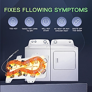 【UPGRADED】Dryer Heating Element for Samsung dv42h5000ew/a3 dv45h7000ew/a2 dv48h7400ew/a2 DC47-00019A Dryer Heating Element DC47-00018A Thermostat DC47-00016A DC32-00007A DC96-00887A Thermal fuse
