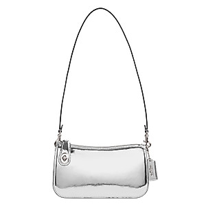 Coach Mirror Metallic Pochette, Silver