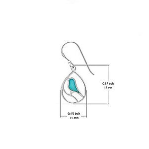 Boma Jewelry Sterling Silver Turquoise Bird Teardrop Inlay Earrings